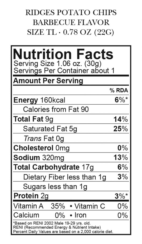 Ridges barbecue TL (nutrifacts) - Oishi